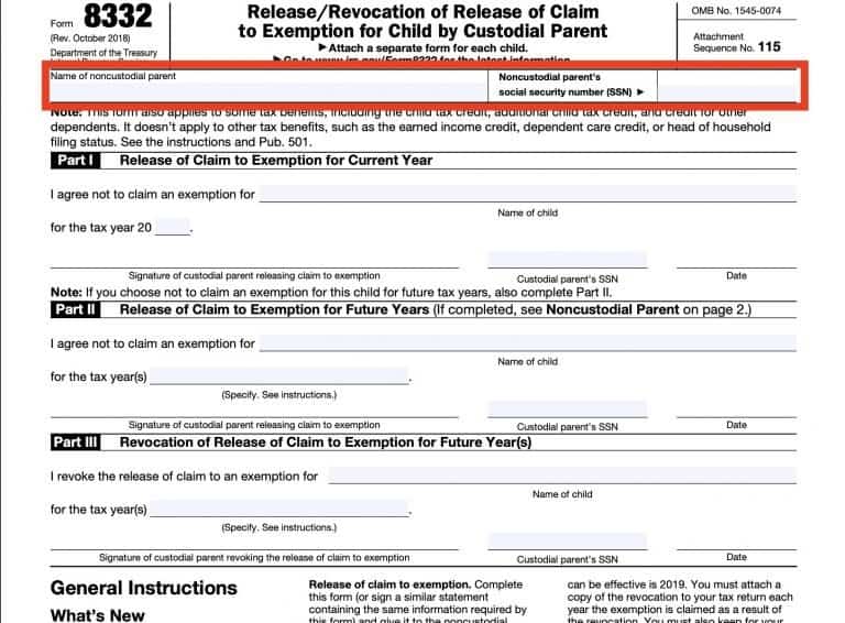 IRS Form 8332 Instructions - Release of Child Exemption