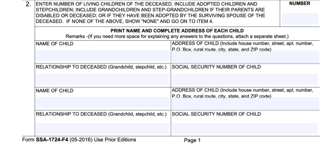 Form SSA 1724 Instructions: Claims On Behalf of a Decedent