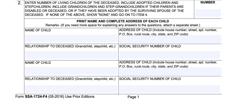 Form SSA 1724 Instructions: Claims On Behalf of a Decedent