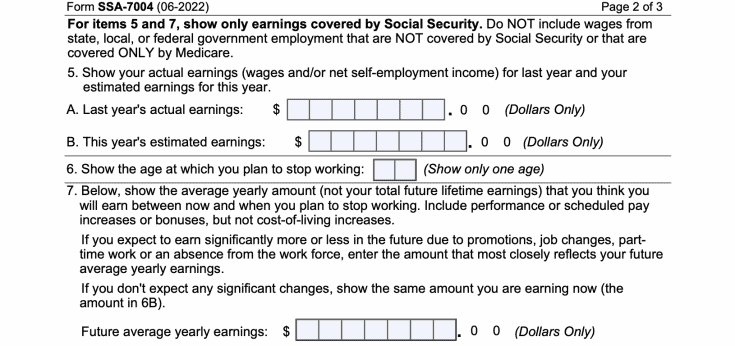 Form SSA 7004: Your Social Security Statement Request