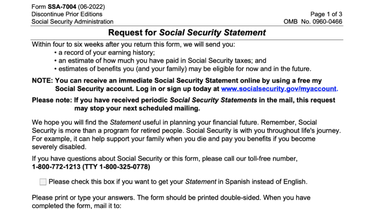 Form SSA-7008 Instructions: Updating Your Social Security Record