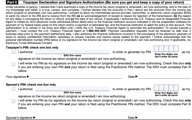 IRS Form 8879 Instructions - IRS e-file Signature Authorization