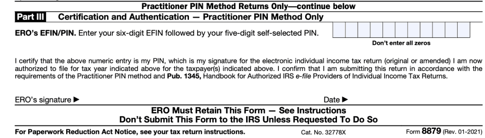 IRS Form 8879 Instructions - IRS e-file Signature Authorization