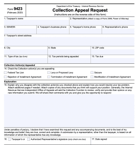 IRS Form 9423 Instructions - Your Collection Appeal Request