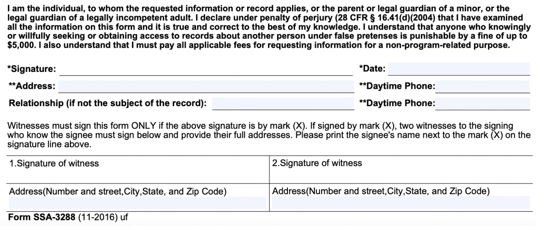 SSA Form 3288-A Guide to Information Release