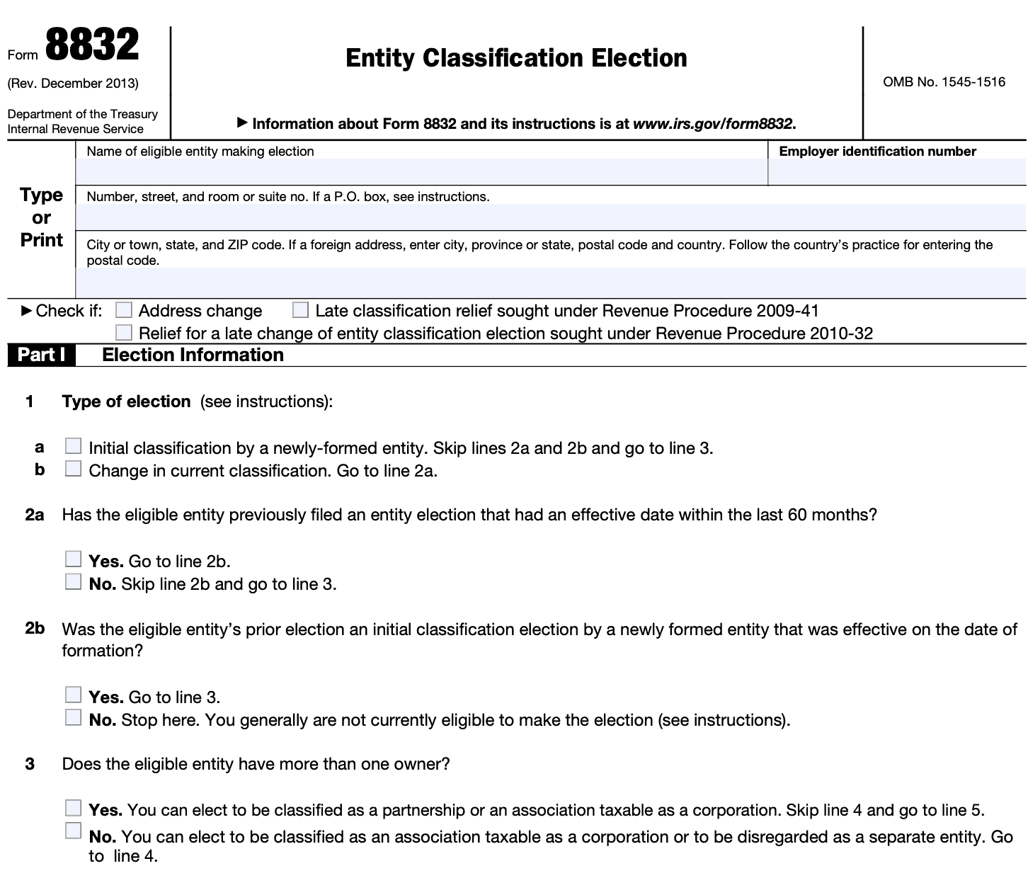 IRS Form 8832 A Guide To Entity Classification Election