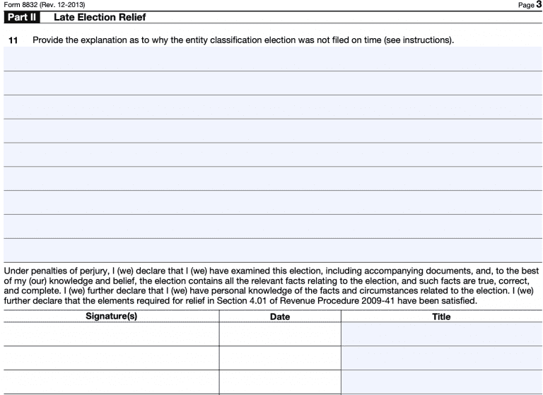 IRS Form 8832 Instructions - Entity Classification Election