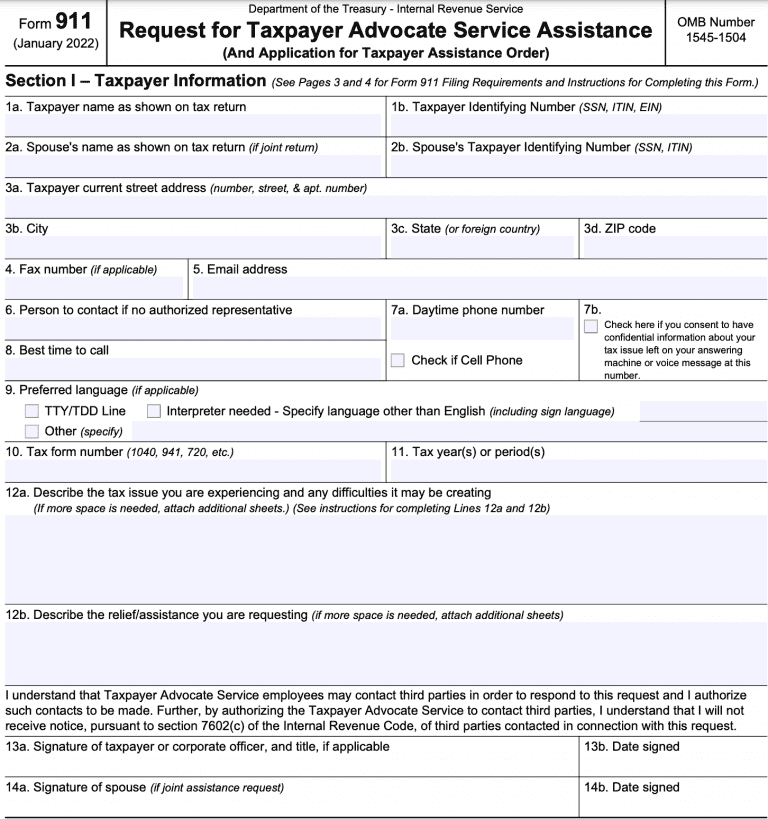 Printable Irs Form 911 - Printable Calendar