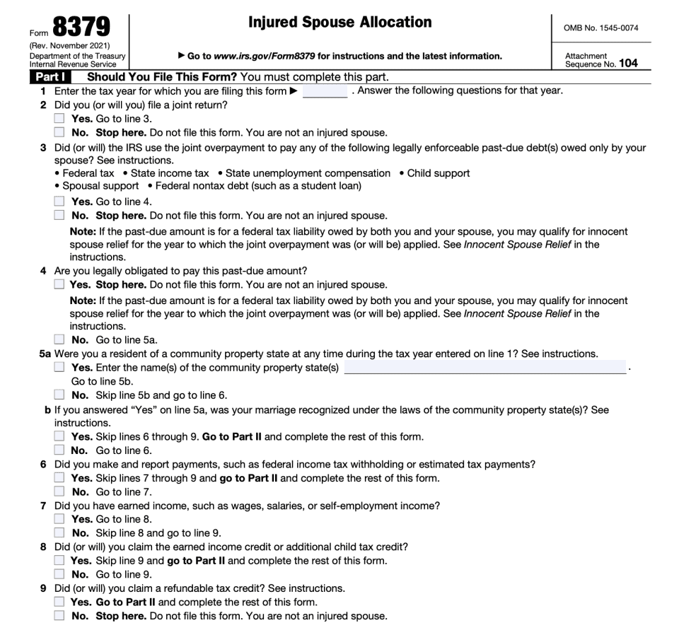 IRS Form 8379 Instructions