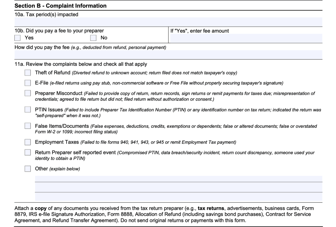IRS Form 14157 Instructions - Tax Preparer Complaints