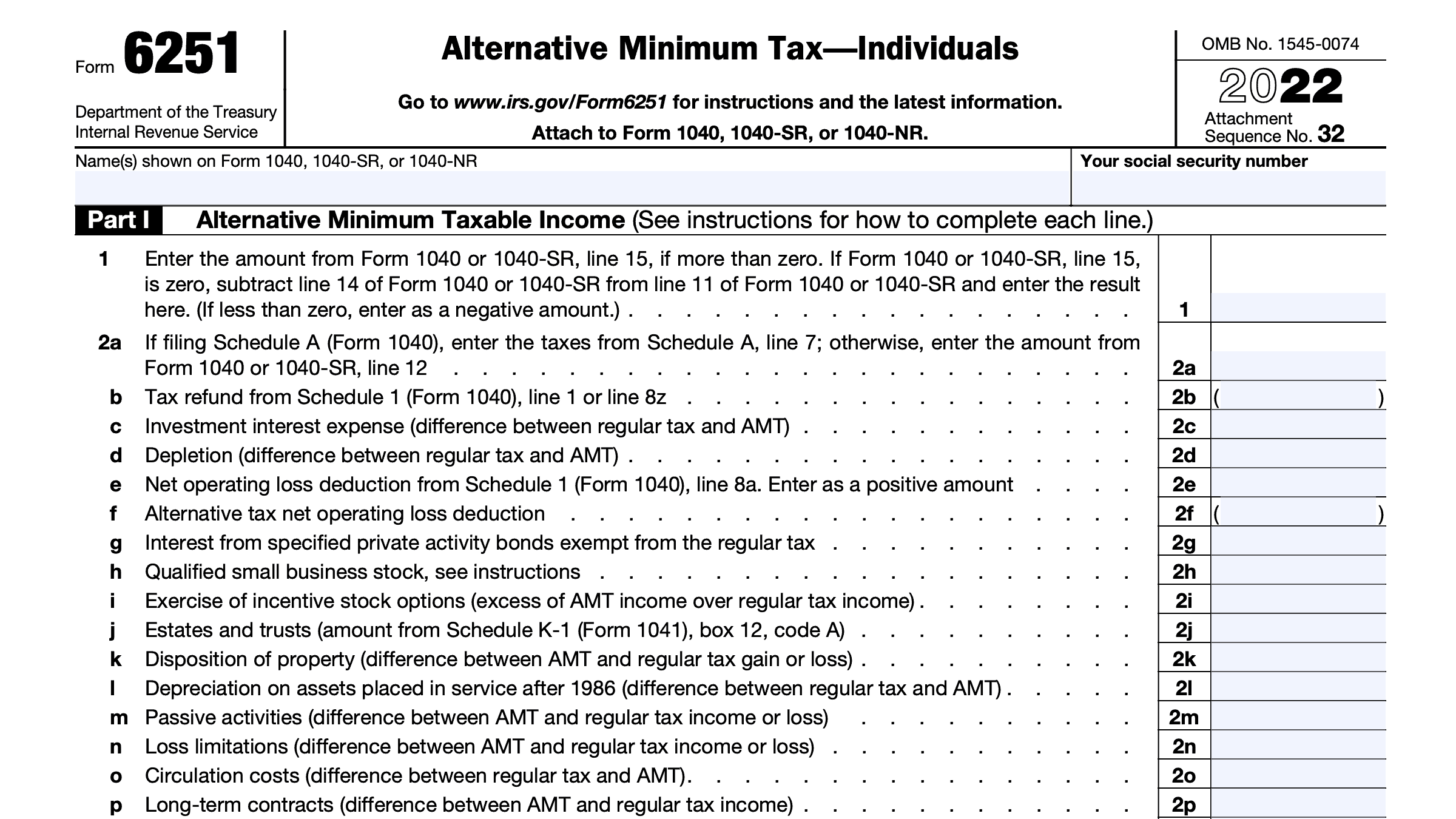 IRS Form 6251 Instructions A Guide To Alternative Minimum Tax IRS Form 6251 Instructions A Guide To Alternative Minimum Tax