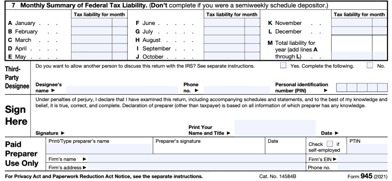 IRS Form 945 Instructions