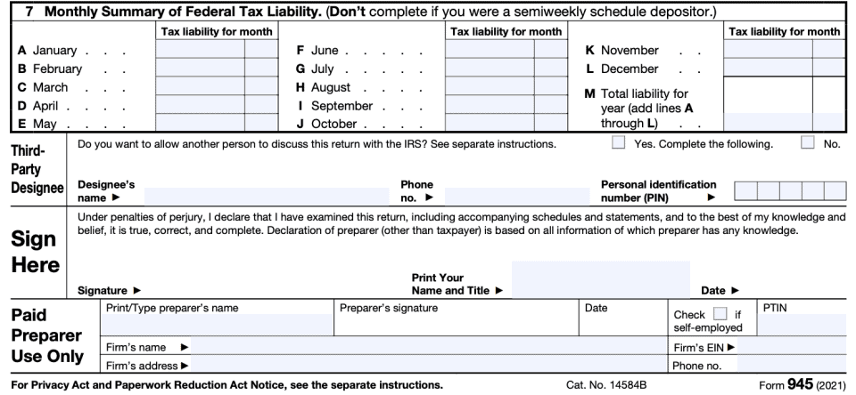 IRS Form 945 Instructions
