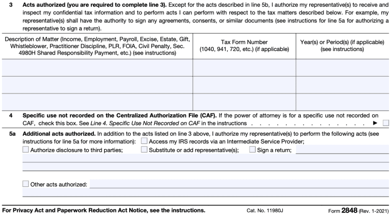 IRS Form 2848 Instructions