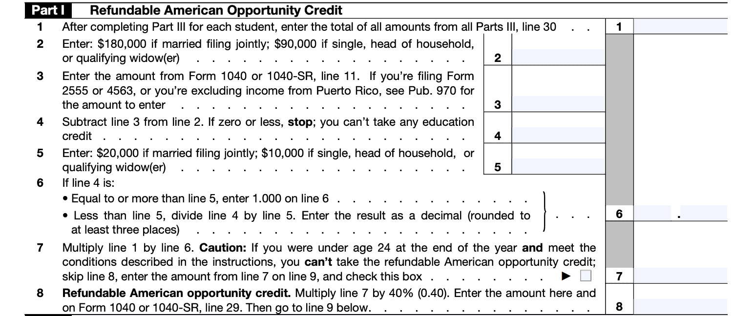IRS Form 8863 Instructions