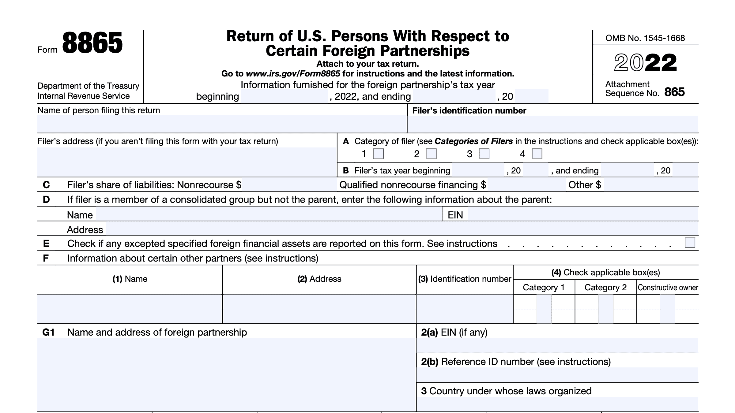 IRS Form 8865 Returns WRT Certain Foreign Partnerships