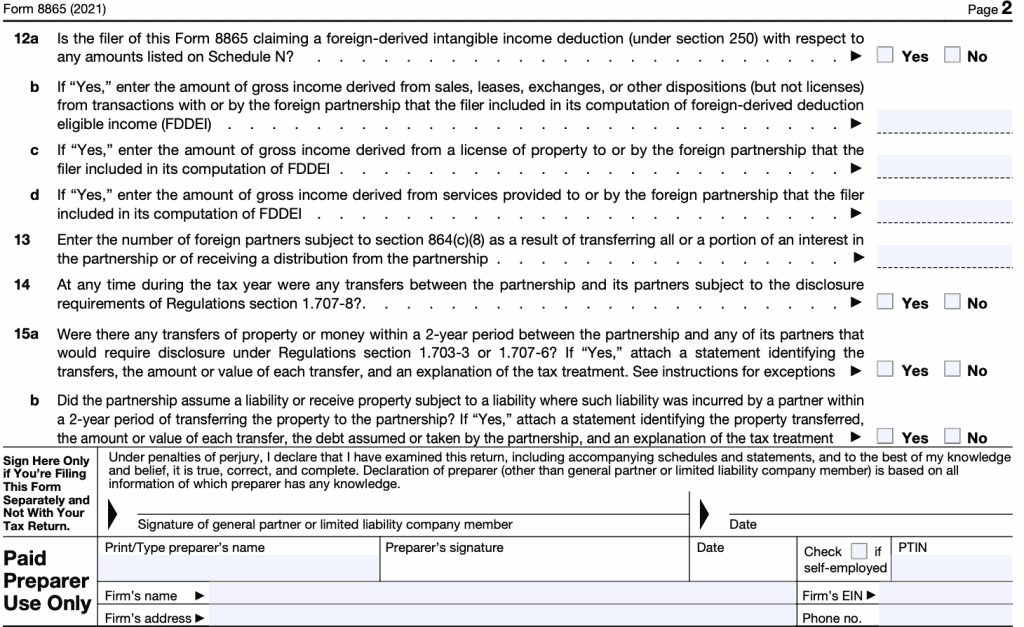 IRS Form 8865 Returns WRT Certain Foreign Partnerships