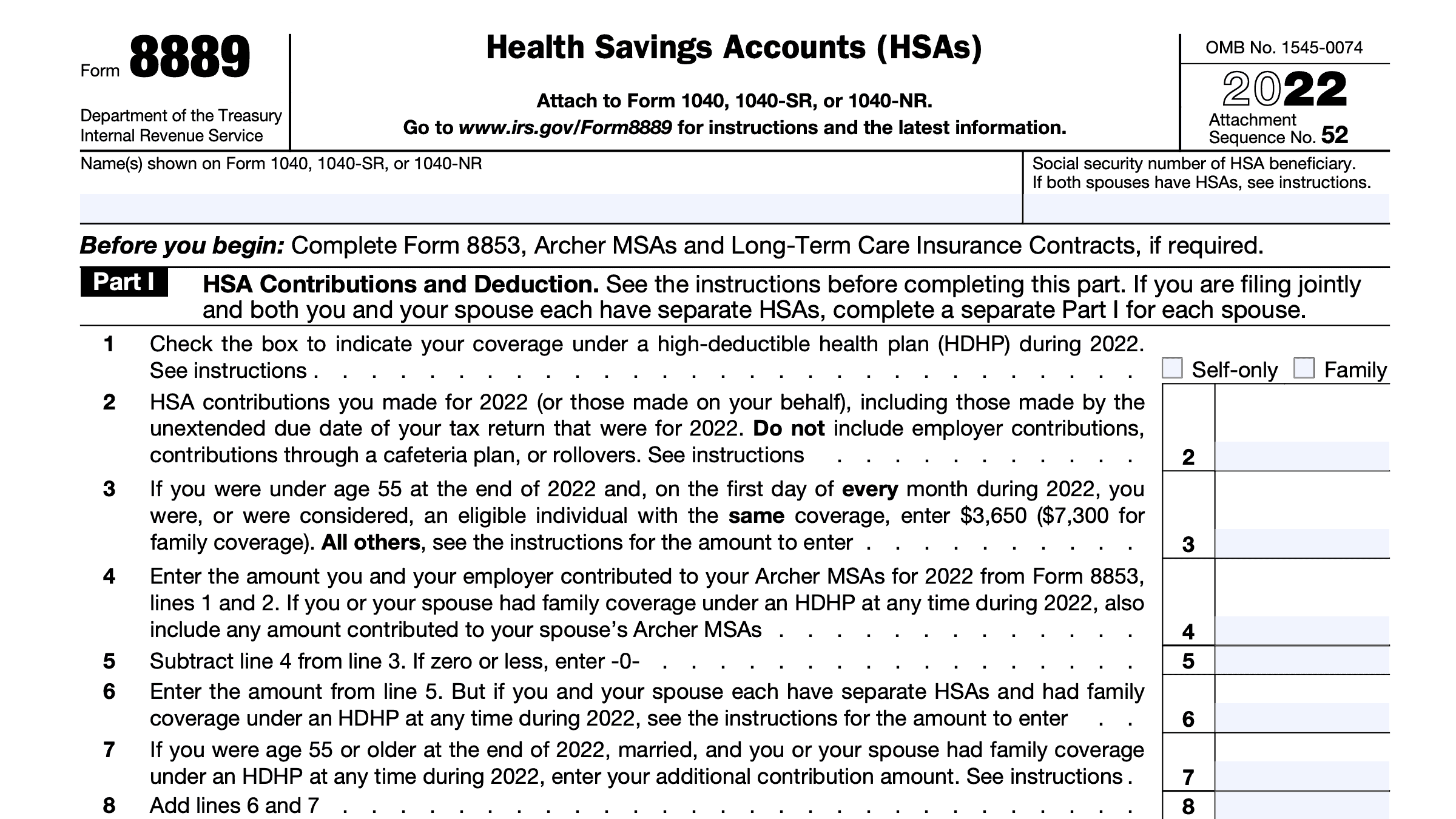 IRS Form 8889 Instructions A Guide To Health Savings Accounts