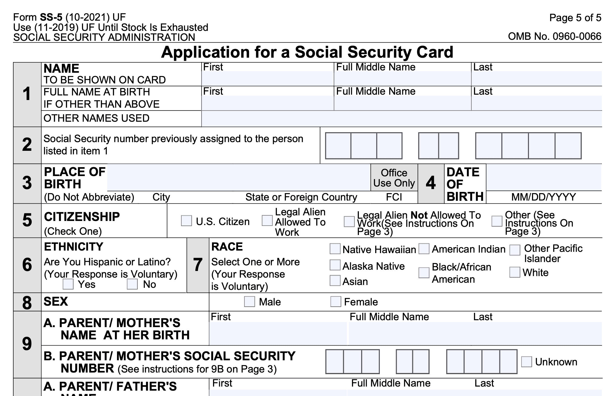 Form SS 5 How To Get A New Social Security Card