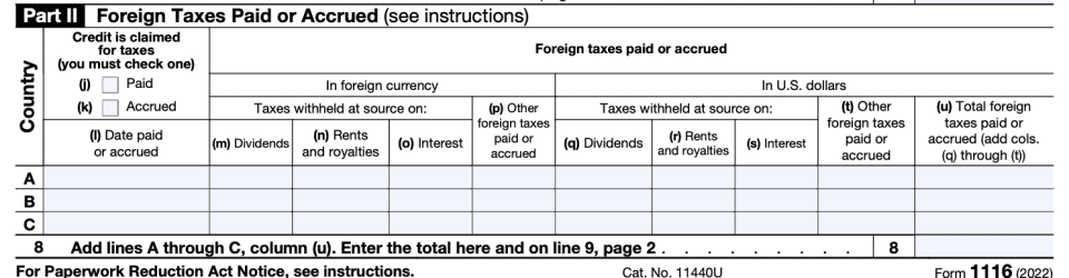 IRS Form 1116 Instructions - Claiming the Foreign Tax Credit