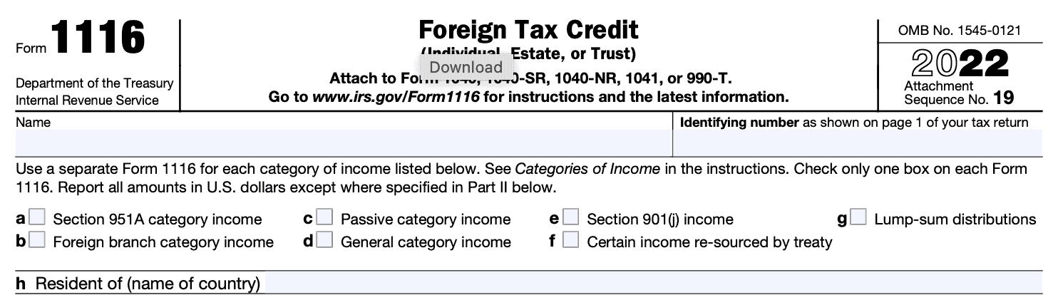 IRS Form 1116 Instructions - Claiming the Foreign Tax Credit
