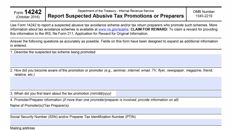 IRS Form 14157-A Instructions - Preparer Fraud or Misconduct