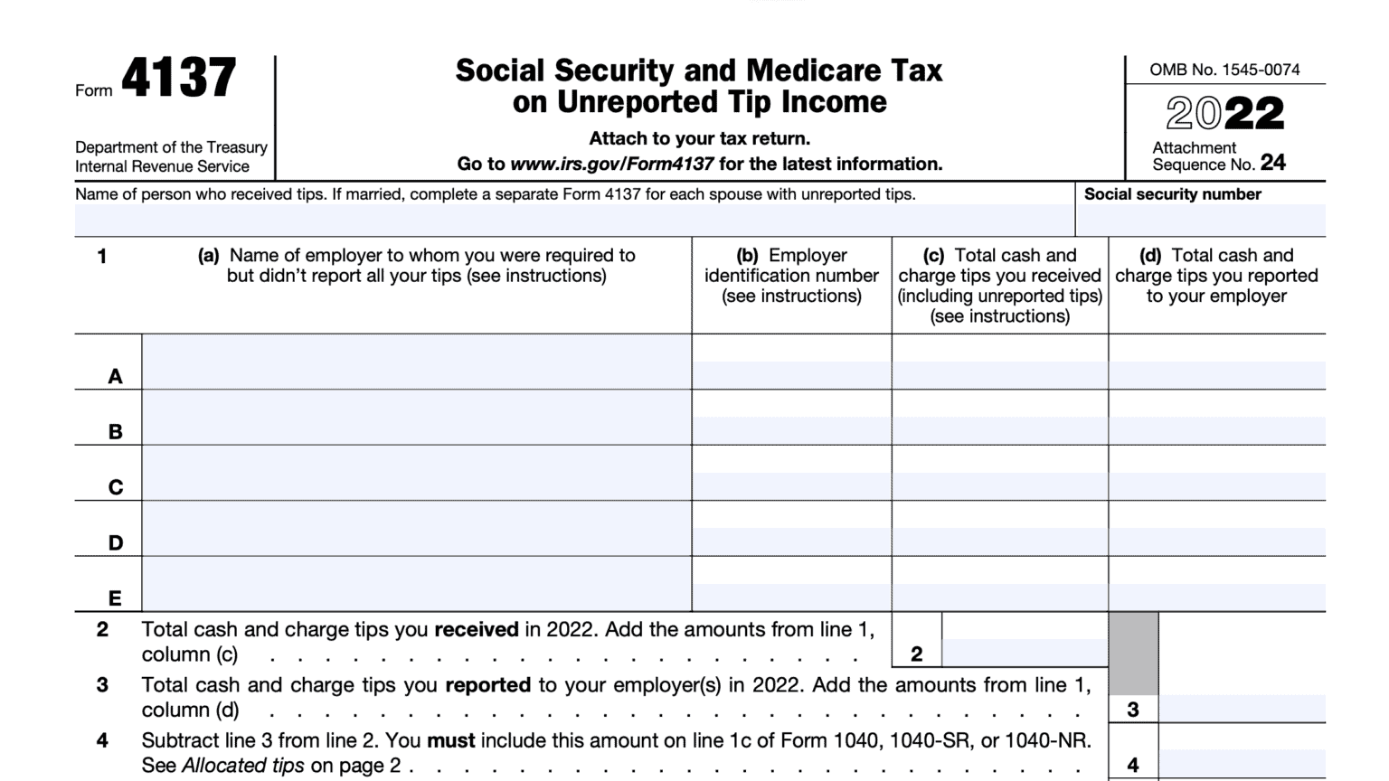 IRS Form 4070 Instructions - Reporting Tips to Your Employer
