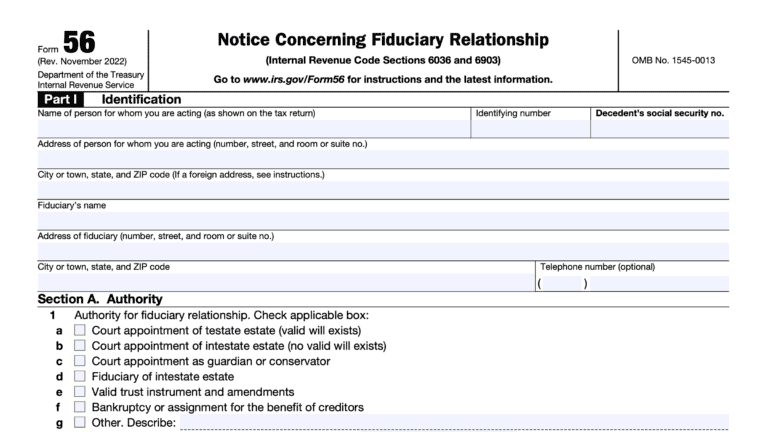 IRS Form 56-F Instructions - Fiduciary of a Financial Institution