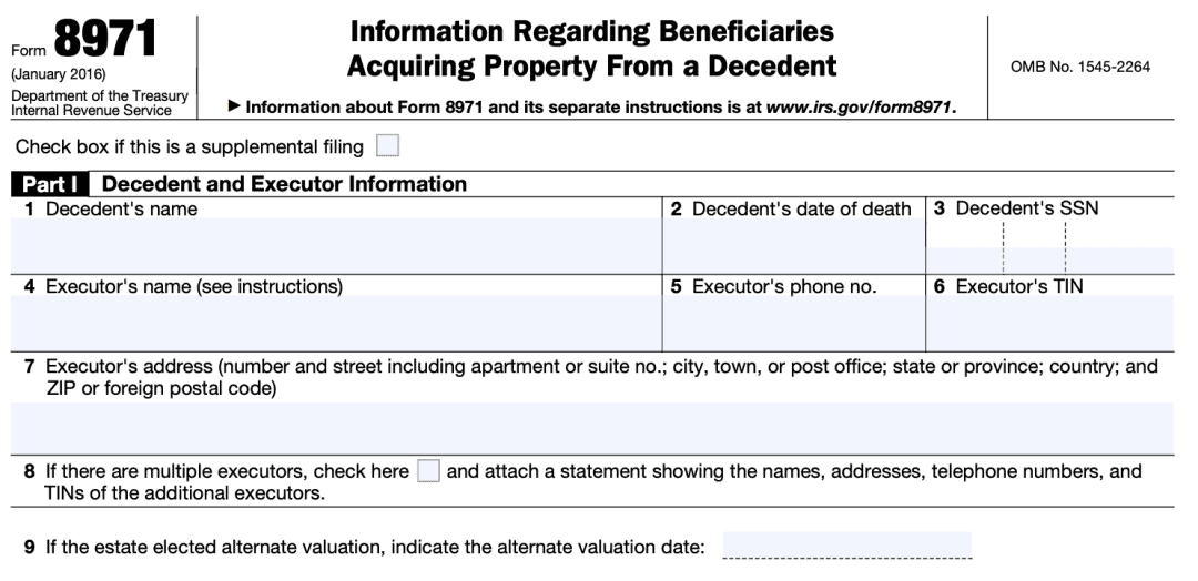 IRS Form 8971 Instructions - Reporting a Decedent's Property