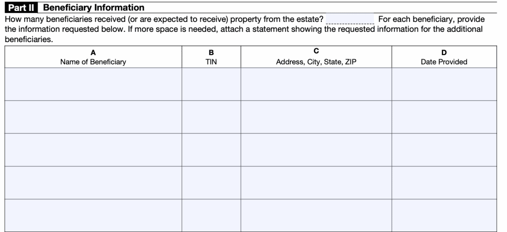IRS Form 8971 Instructions - Reporting a Decedent's Property