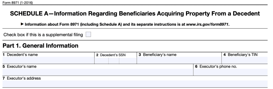 IRS Form 8971 Instructions - Reporting a Decedent's Property