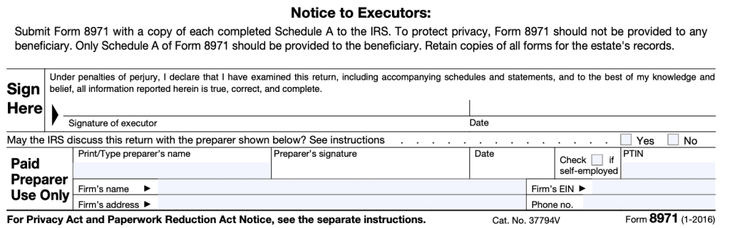 IRS Form 8971 Instructions - Reporting a Decedent's Property