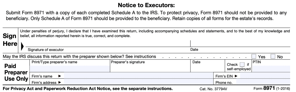 IRS Form 8971 Instructions - Reporting a Decedent's Property
