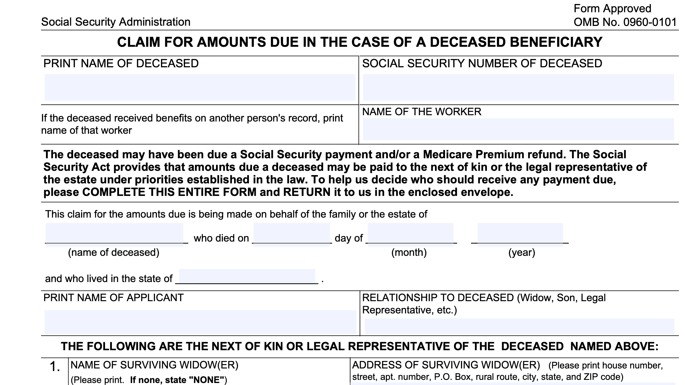 Form SSA 1724 Instructions Claims On Behalf Of A Decedent Form SSA 1724 Instructions Claims On Behalf Of A Decedent