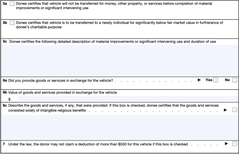 IRS Form 1098-C Instructions - Qualified Vehicle Contributions