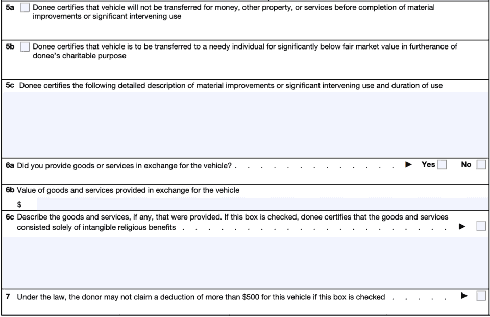 IRS Form 1098-C Instructions - Qualified Vehicle Contributions