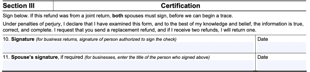 IRS Form 3911 Instructions - Replacing A Lost Tax Refund Check
