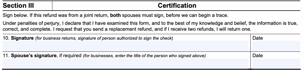 IRS Form 3911 Instructions - Replacing A Lost Tax Refund Check
