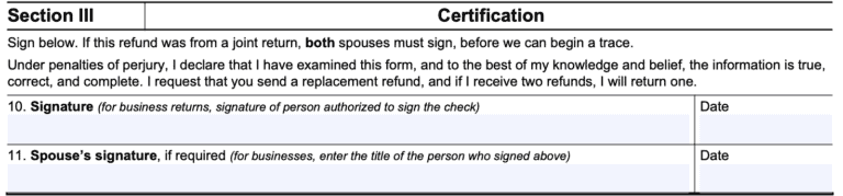 IRS Form 3911 Instructions - Replacing A Lost Tax Refund Check