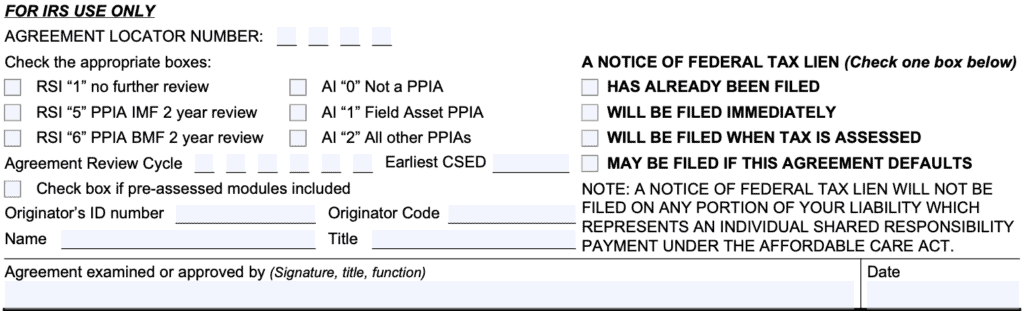 IRS Form 433-D Instructions - Setting Up An Installment Agreement