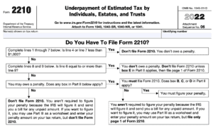 IRS Form 2210 Instructions - Underpayment of Estimated Tax