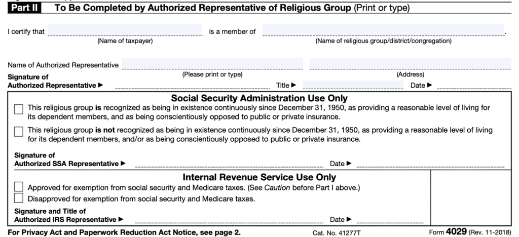 IRS Form 4029 Instructions