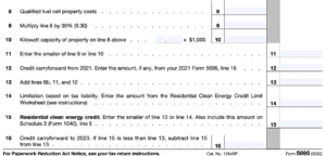 IRS Form 5695 Instructions - Residential Energy Credits