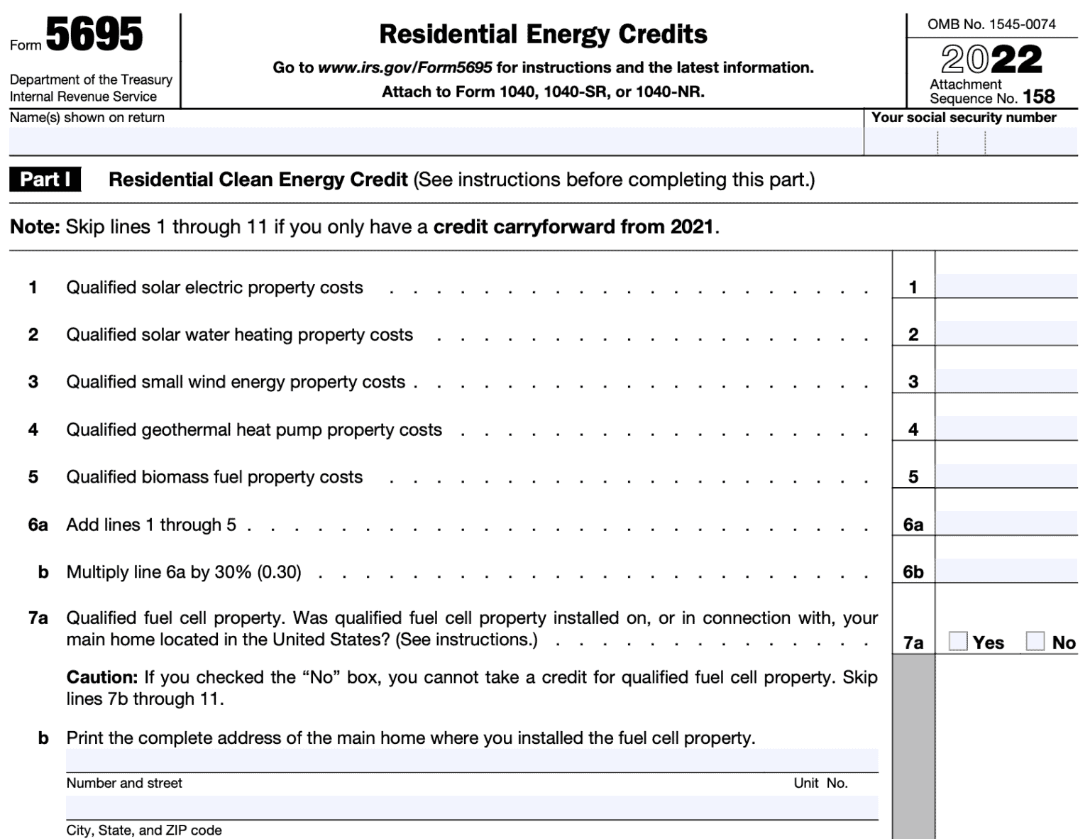IRS Form 5695 Instructions - Residential Energy Credits