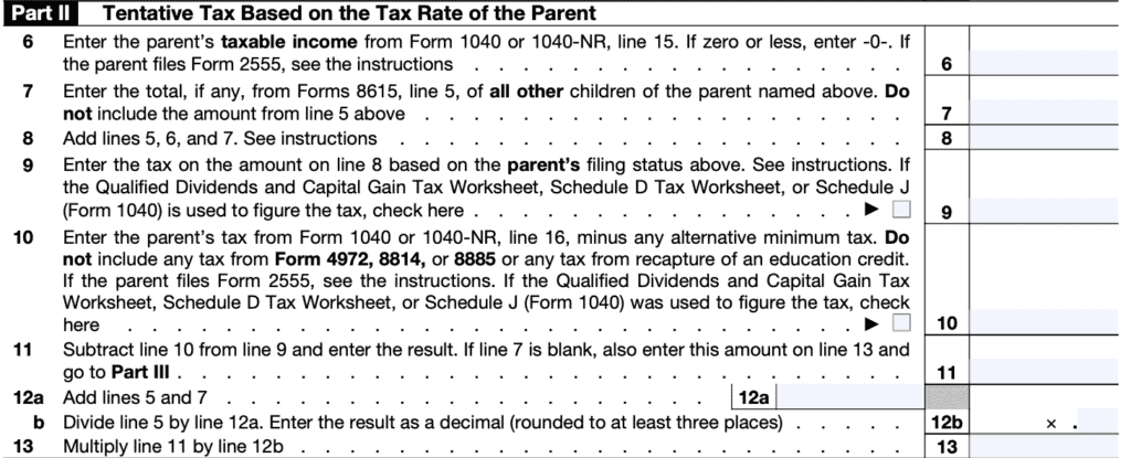 IRS Form 8615 Instructions