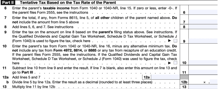 IRS Form 8615 Instructions