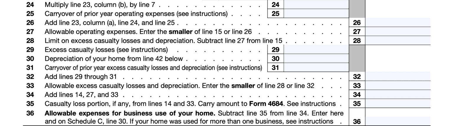IRS Form 8829 Instructions - Figuring Home Business Expenses