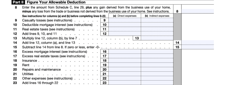 IRS Form 8829 Instructions - Figuring Home Business Expenses
