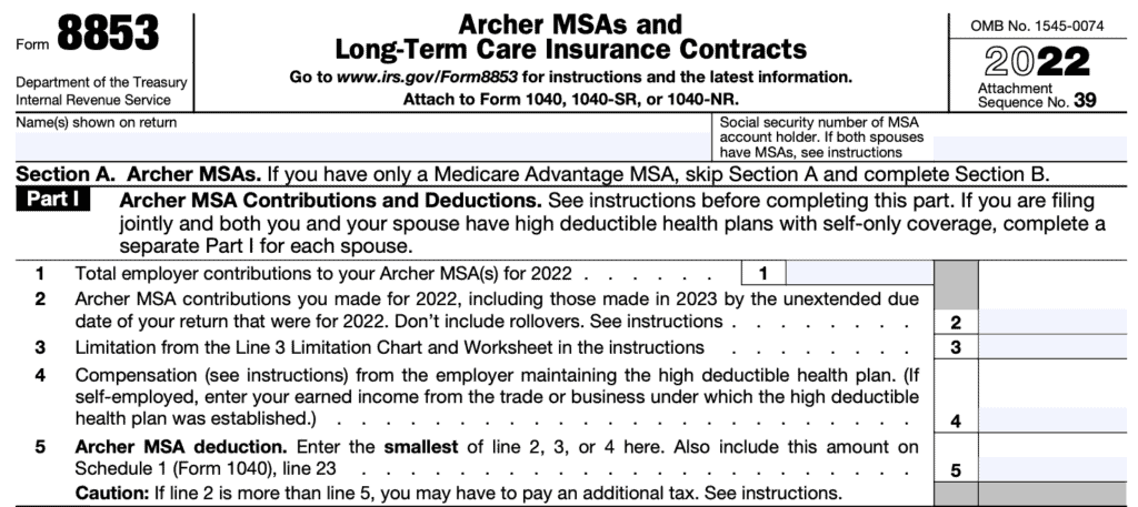 IRS Form 8853 Instructions - A Guide to Archer MSAs