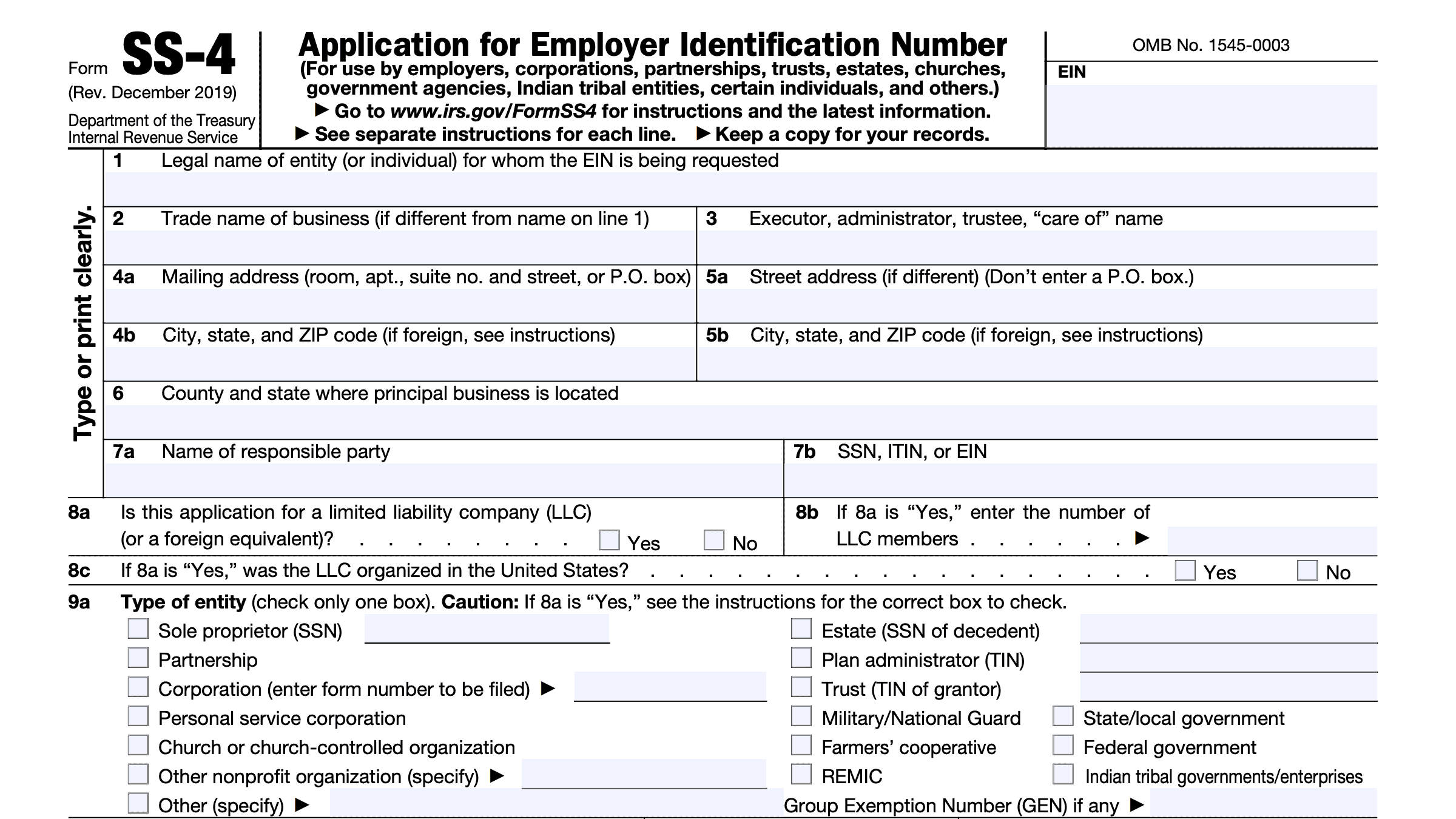 Form SS 4 Instructions Getting An Employer Identification Number Form SS 4 Instructions Getting An Employer Identification Number